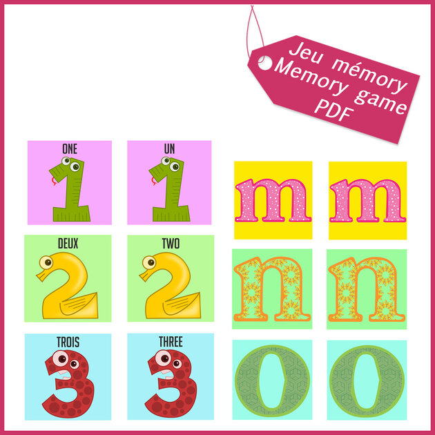 Jeu de cartes Memory j'apprend l'alphabet et les chiffre enfant - Jeux ...