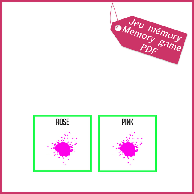 Cartes à jouer Memory « Les lcouleurs » bilingue (français/anglais ...