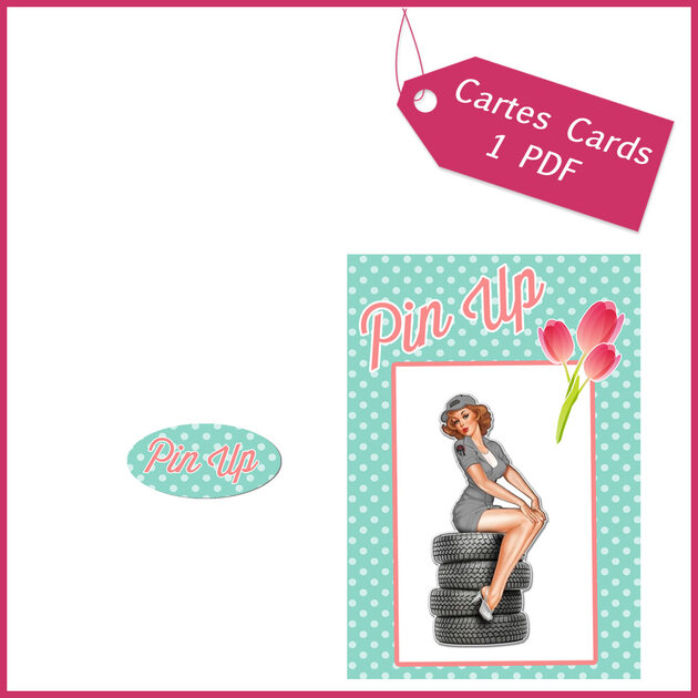 Carte Double Vintage Pin-up "Mécanicienne Rétro" - Cartes Invitations ...