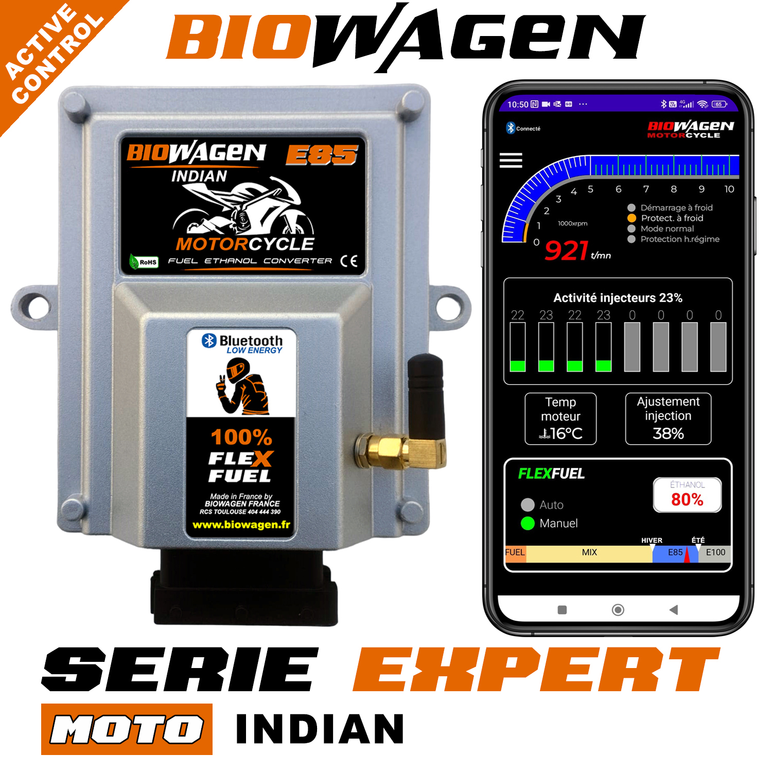Boitier Ethanol - kit E85 - moto Indian - mot - biowagen-france