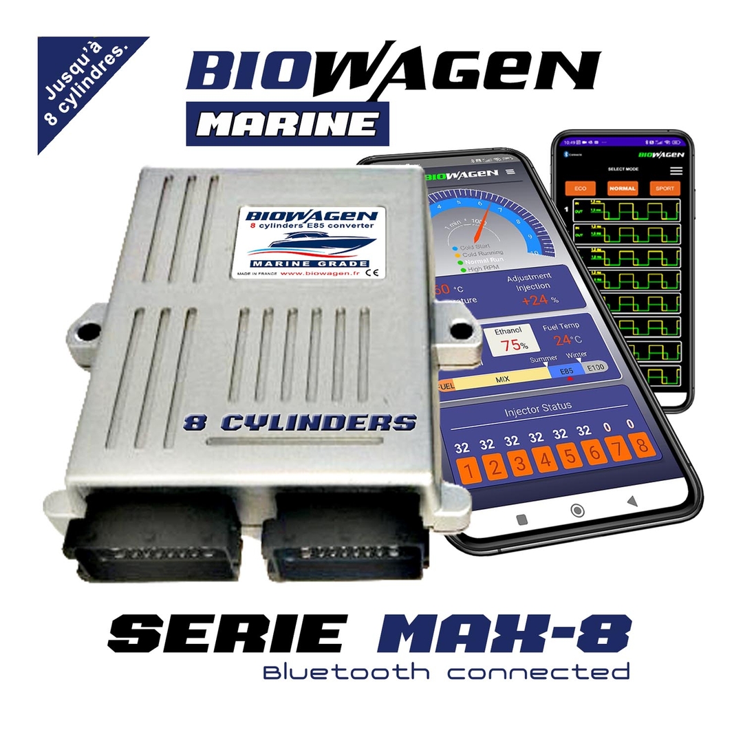 Boitier éthanol bateau E85 SERIE MAX-8 MARINE - 5 à 8 cylindres ...