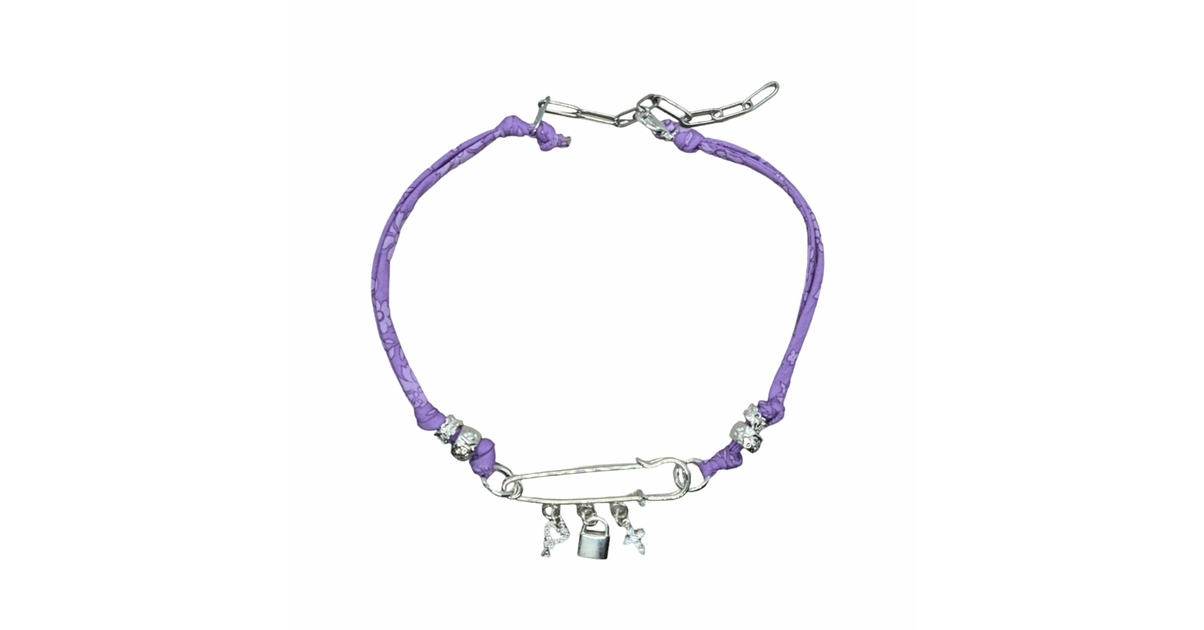 COLLIER SAFETY PINS LILAS - ARGENT - SAFETY PINS - monsens