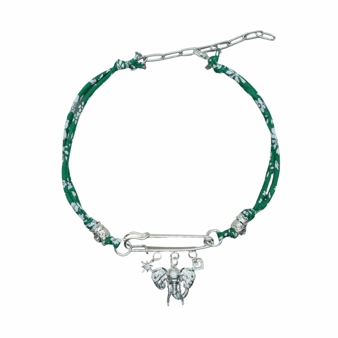 COLLIER SAFETY PINS VERT - ARGENT - SAFETY PINS - monsens