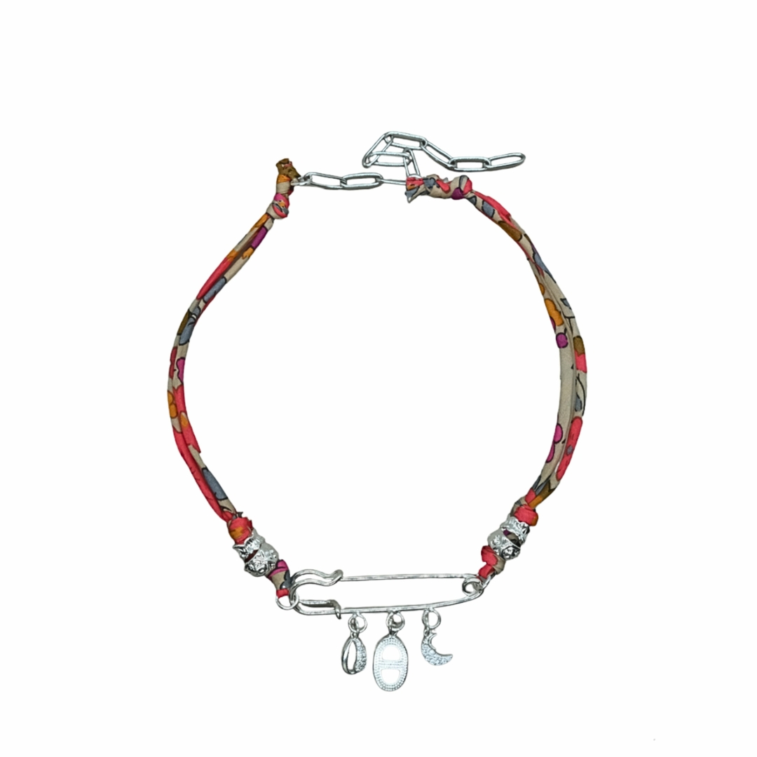 COLLIER SAFETY PINS ROUGE - ARGENT - SAFETY PINS - monsens