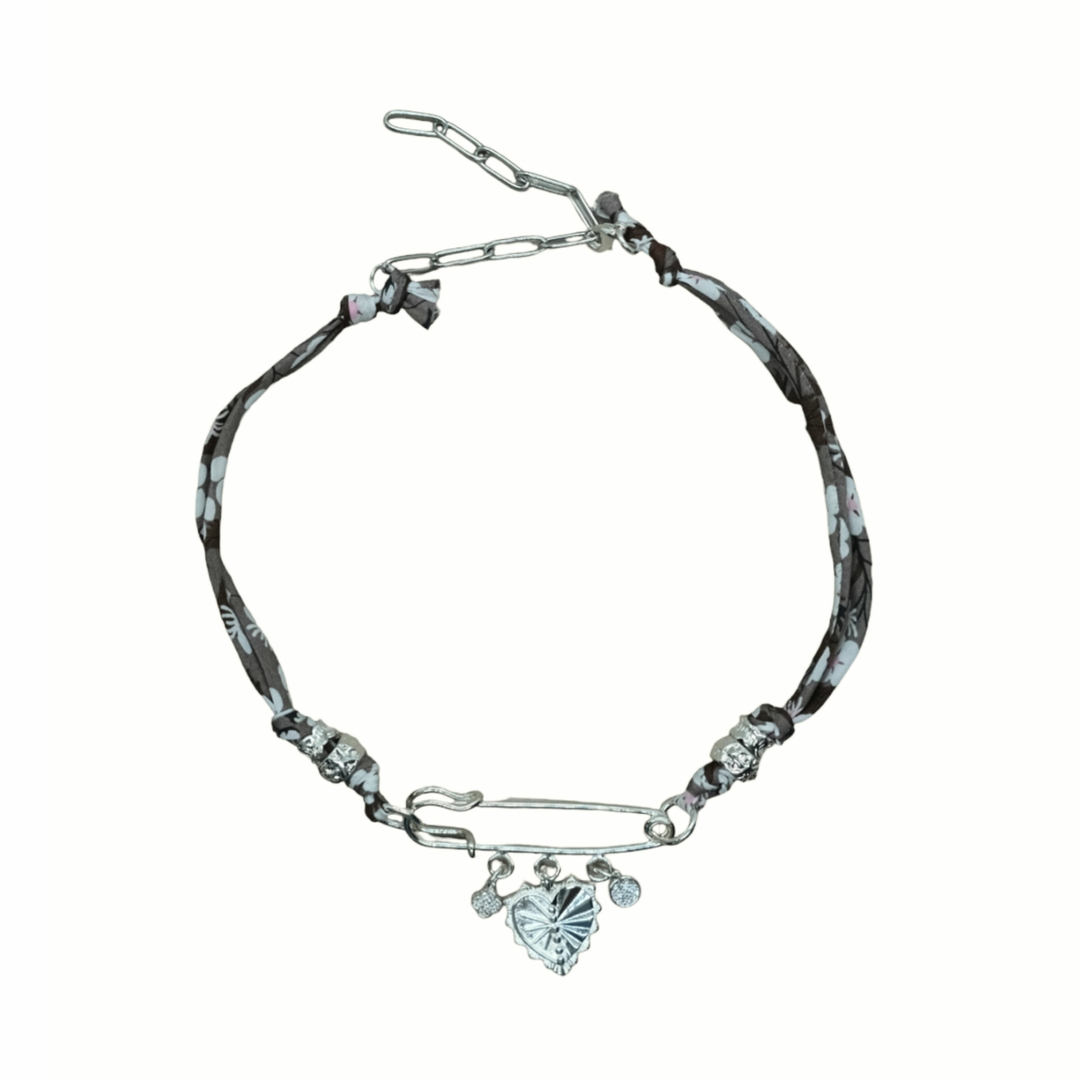 COLLIER SAFETY PINS MARRON - ARGENT - SAFETY PINS - monsens