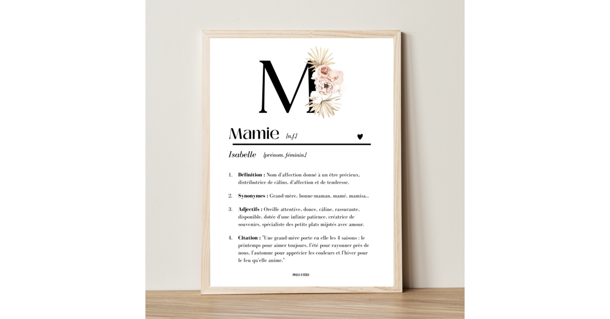 Affiche - Définition Mamie - Papy - Mamie - HELLO BLOOM
