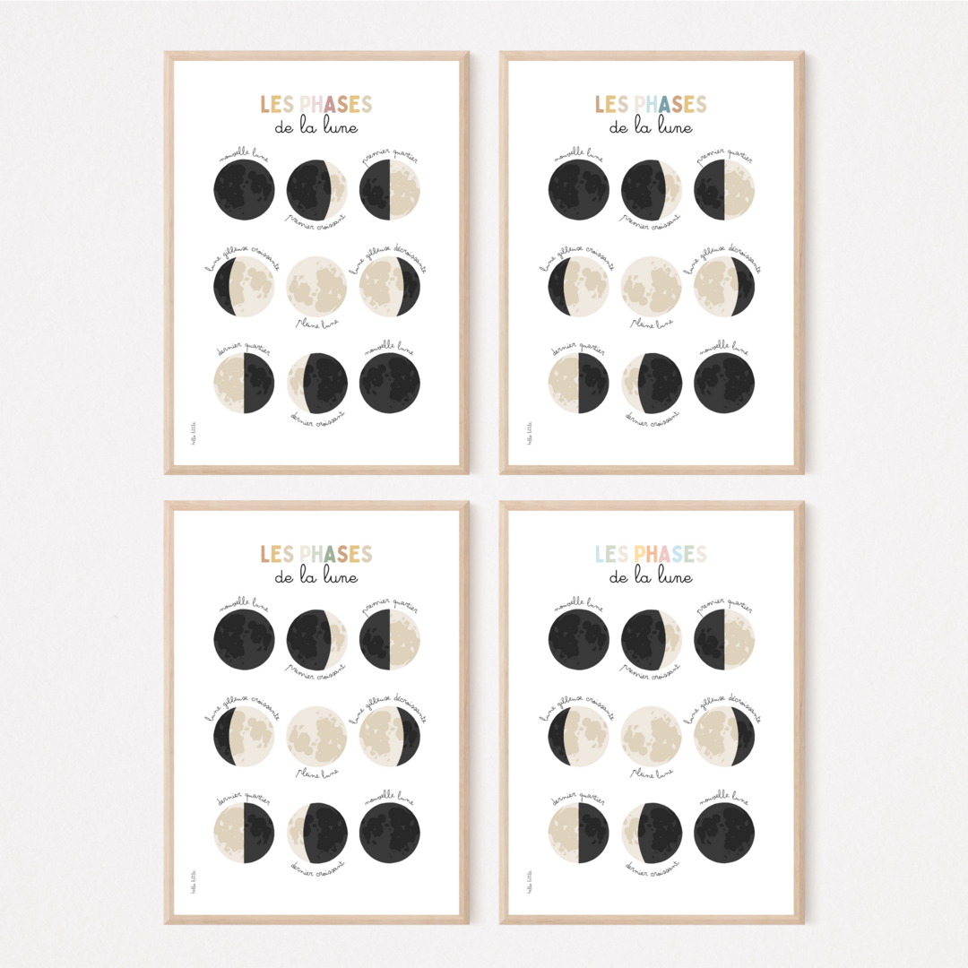 Affiche éducative - Les phases de la lune - Apprendre en s'amusant ...