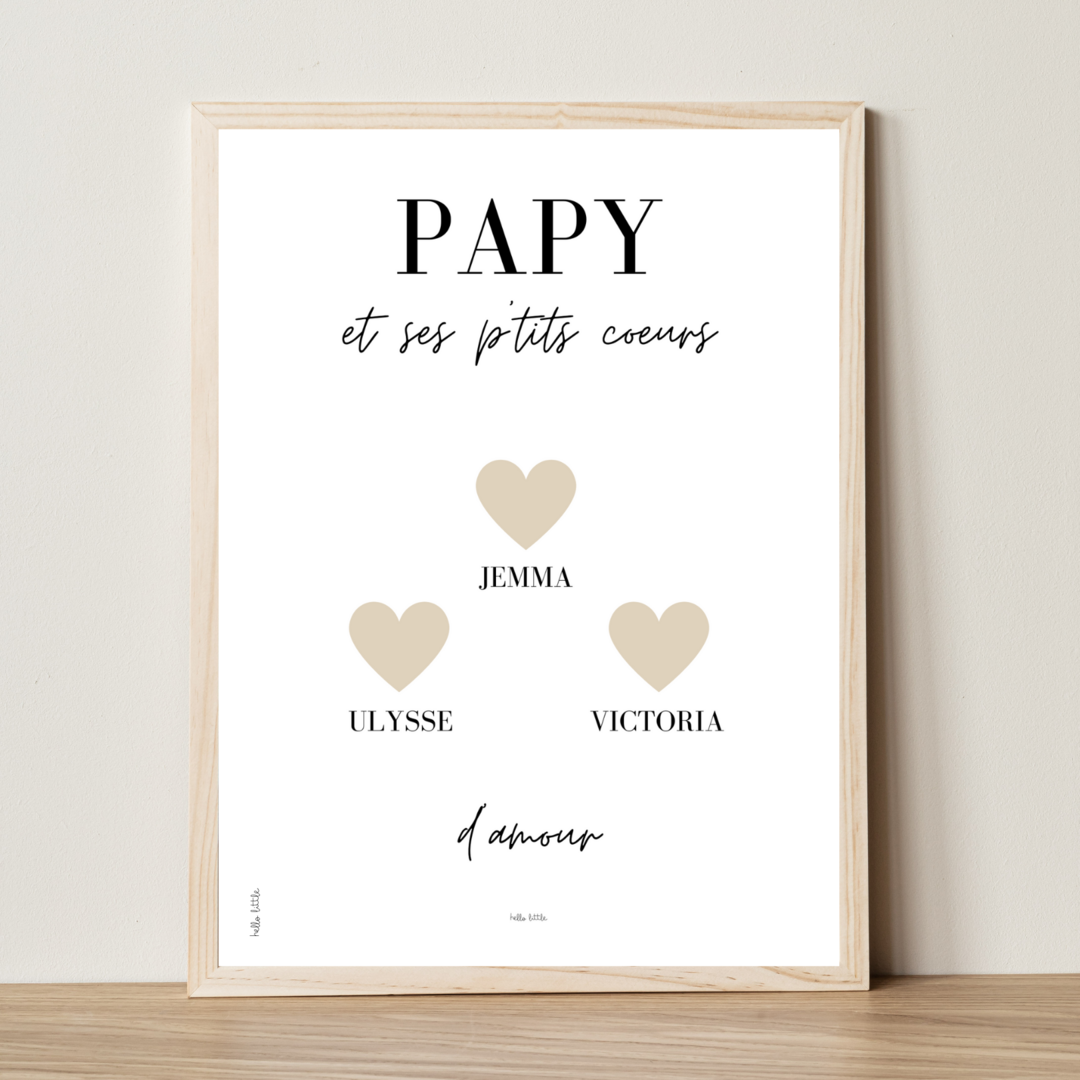 Affiche - Papy petit coeur beige - Papy - Mamie - HELLO BLOOM