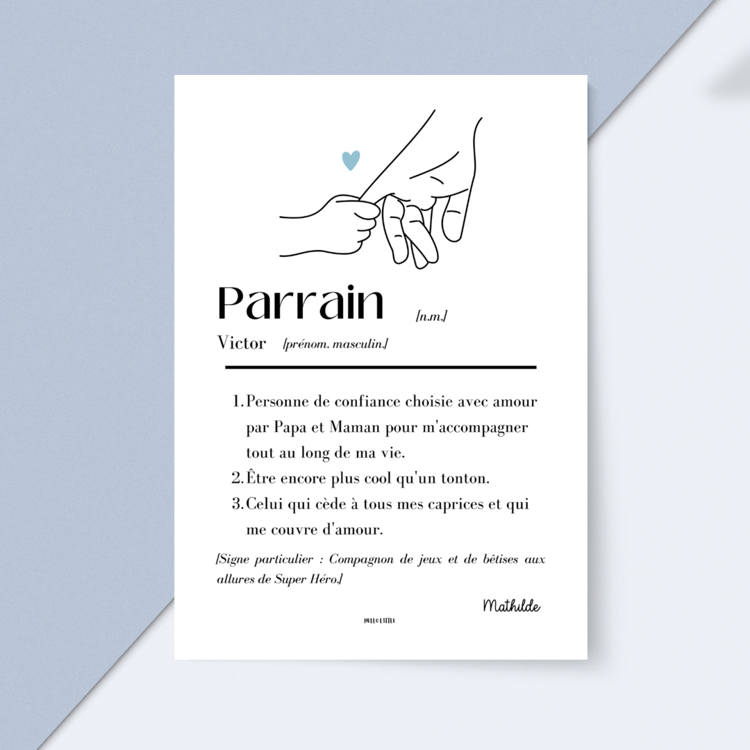 Affiche - Définition Parrain - Parrain - Marraine - HELLO BLOOM