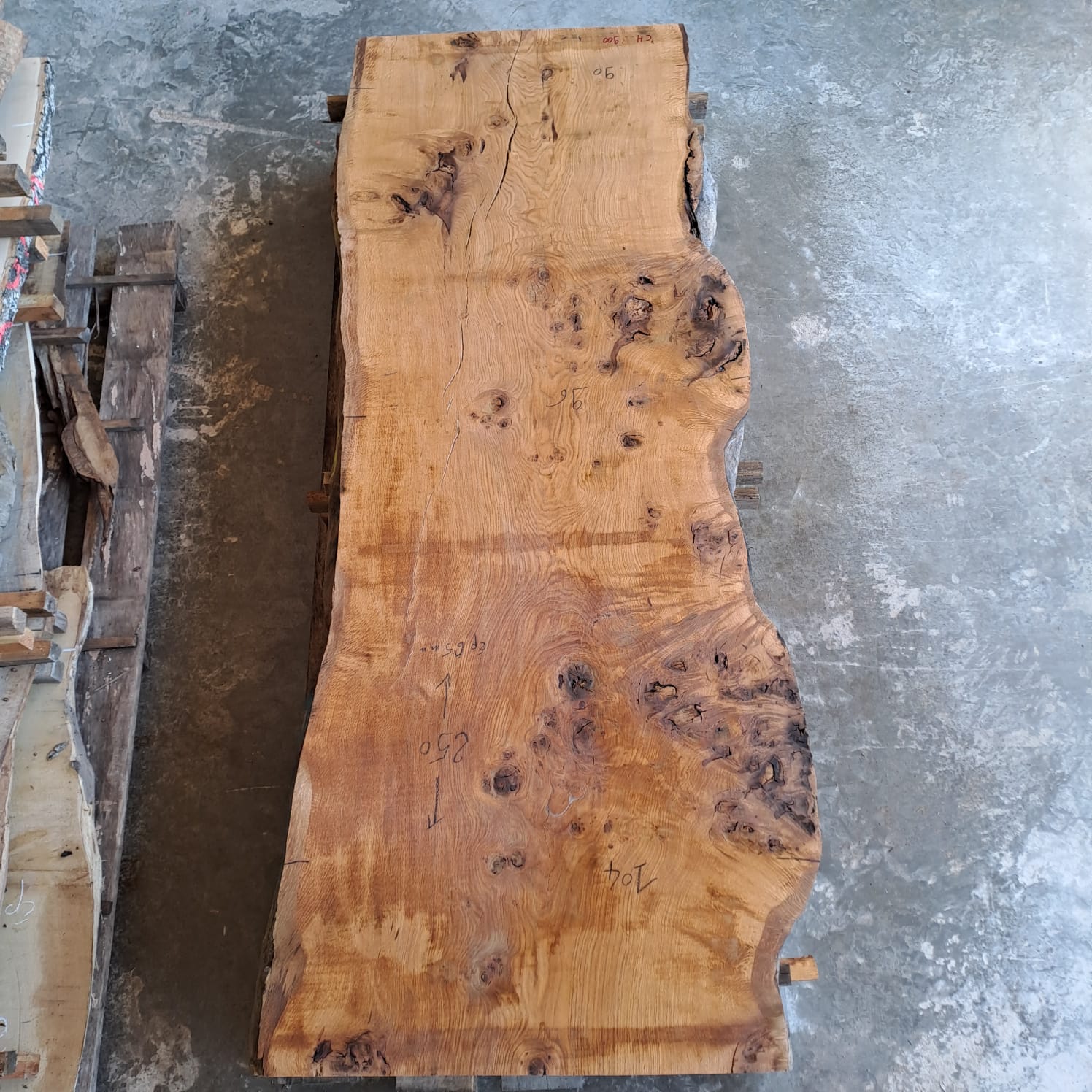 Plateau loupe de chêne CHL900 - Bois plateau table brut - rbbois