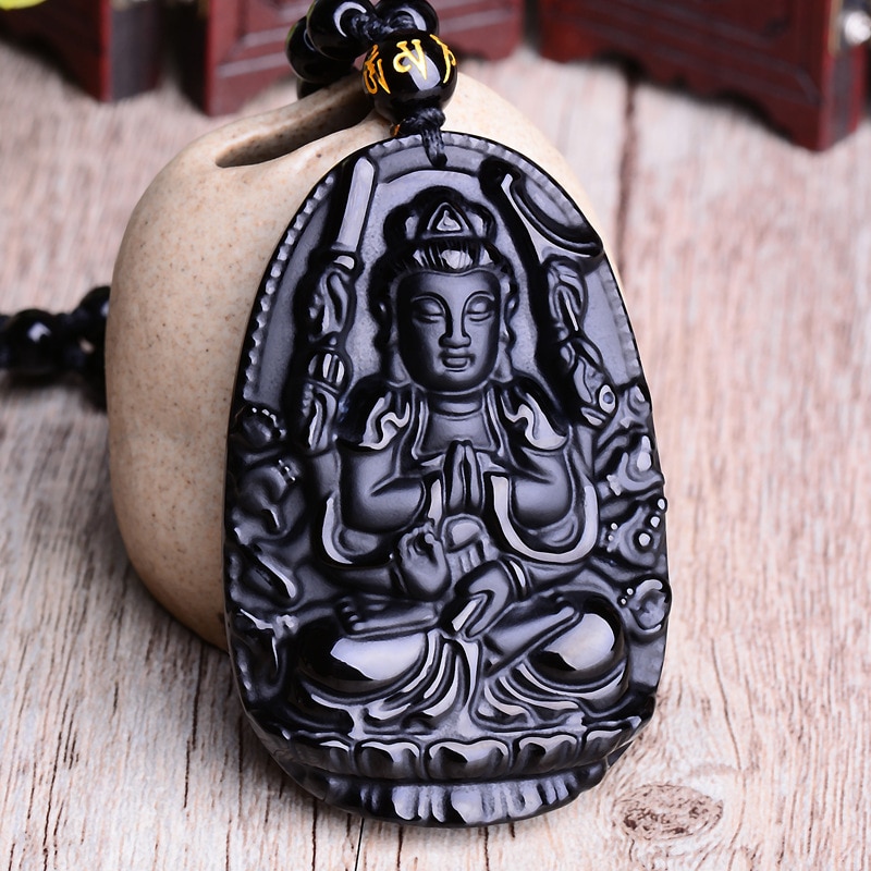 Pendentif bouddha en obsidienne - Bijoux/Colliers/Pendentifs