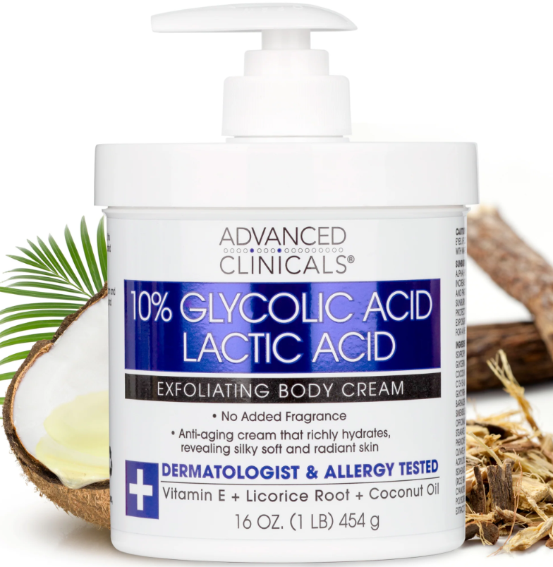 Advanced Clinicals Crème exfoliante à 10 % d'acide glycolique et d ...