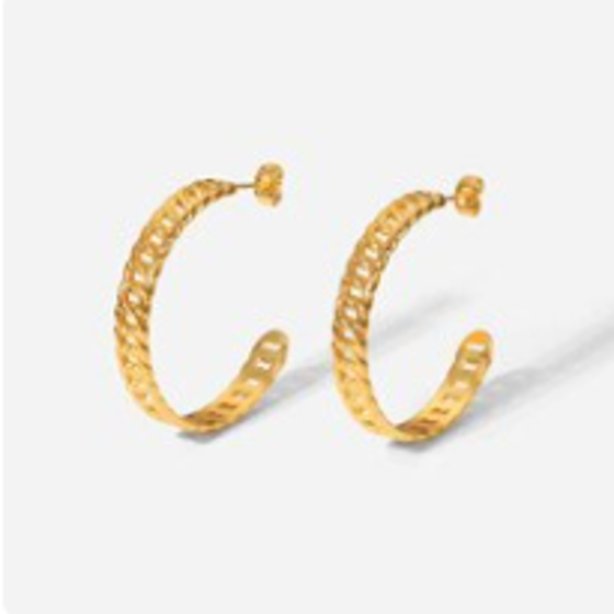 Boucles d'oreilles créoles chaîne cubaine - Bijoux Femmes - sharonn-fr