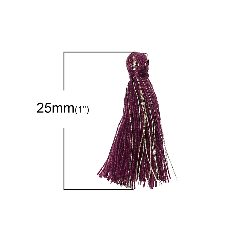 Un pompon gland prune avec fil doré - Rubans & Cordons/Pompons - pantasia