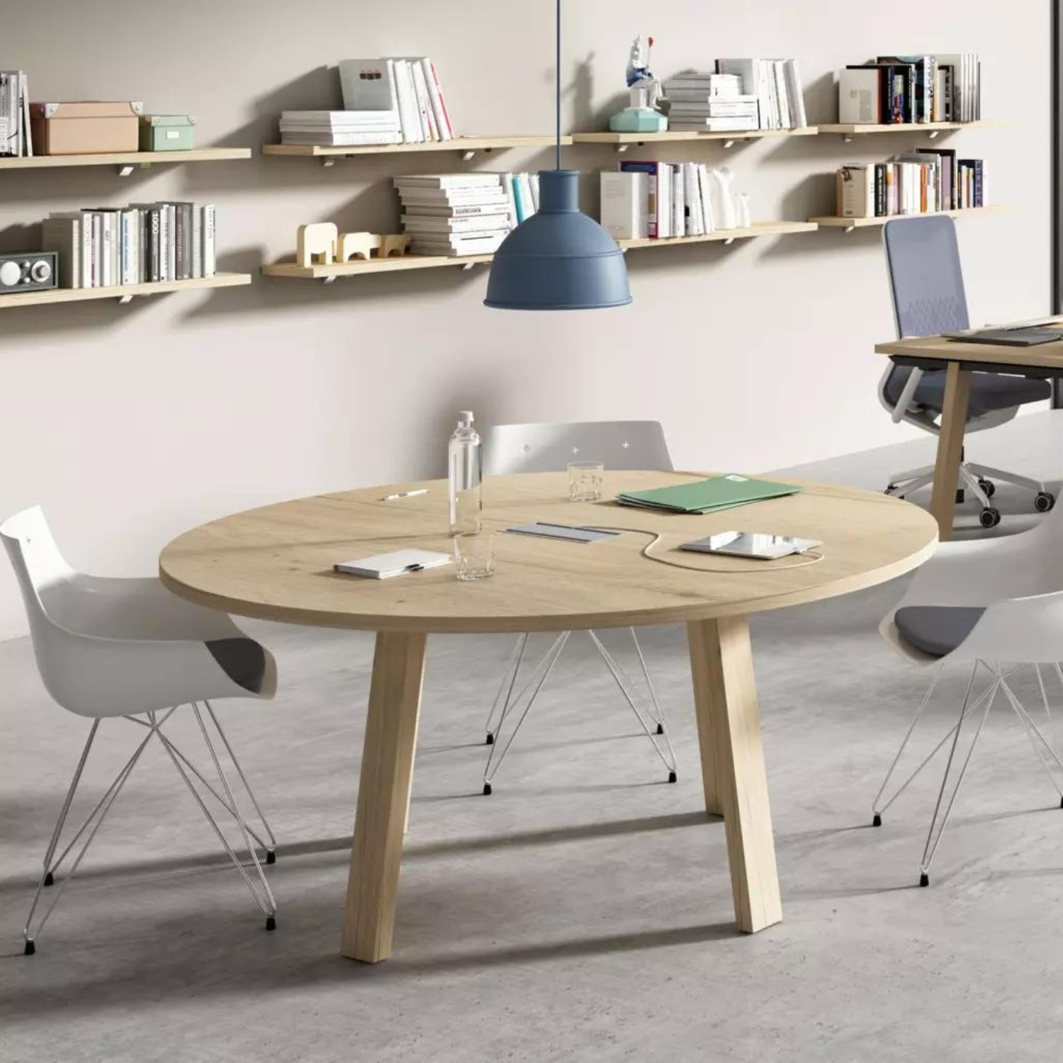 Table ronde de réunion avec piètement central coloré pour bureau ...