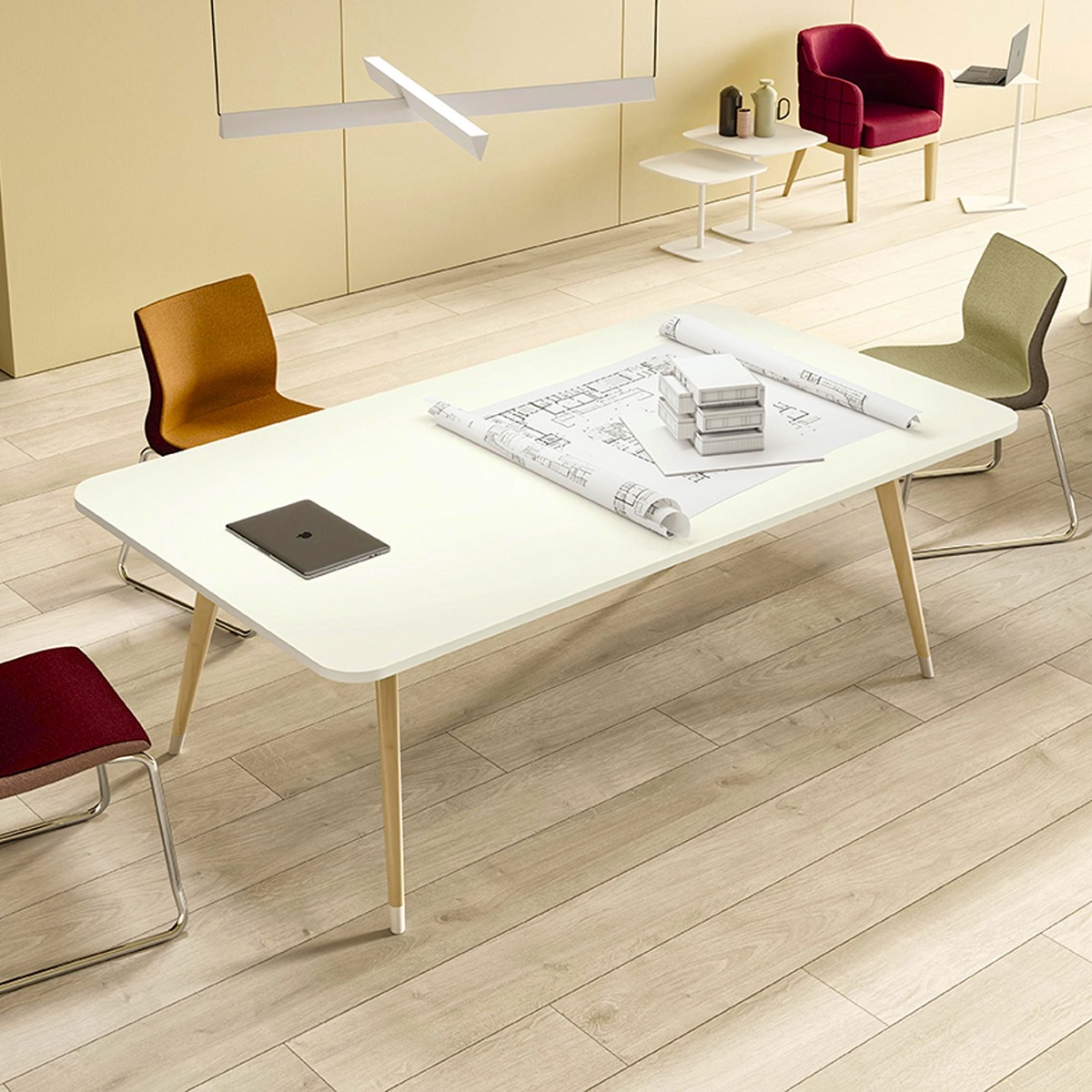 Table de réunion design et scandinave 4 personnes | Chaleureuse