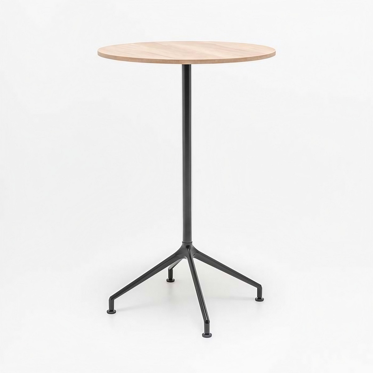 Table haute ronde en bois et métal pour salle de réunion et repos