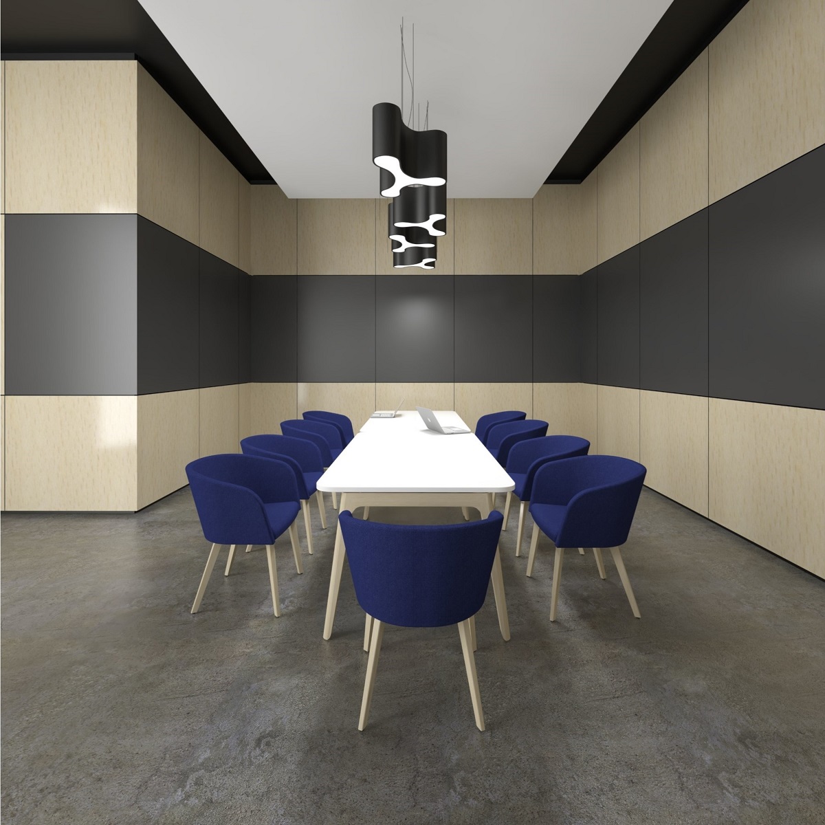 Table de réunion design avec piètement bois en hêtre ou chêne