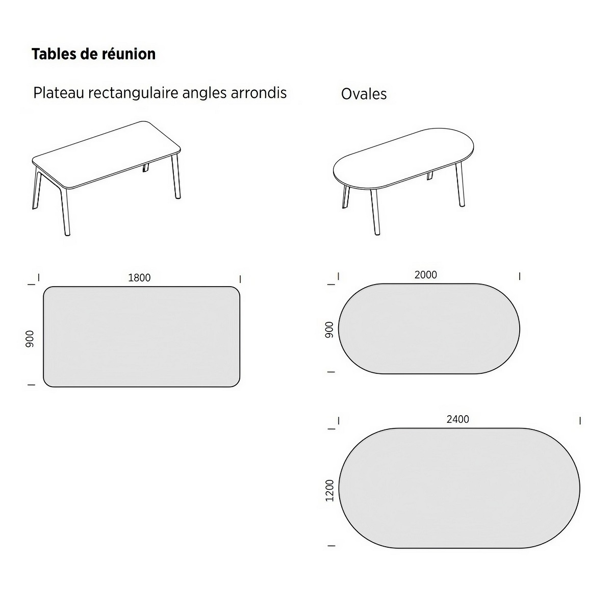Table de réunion design avec piètement bois en hêtre ou chêne