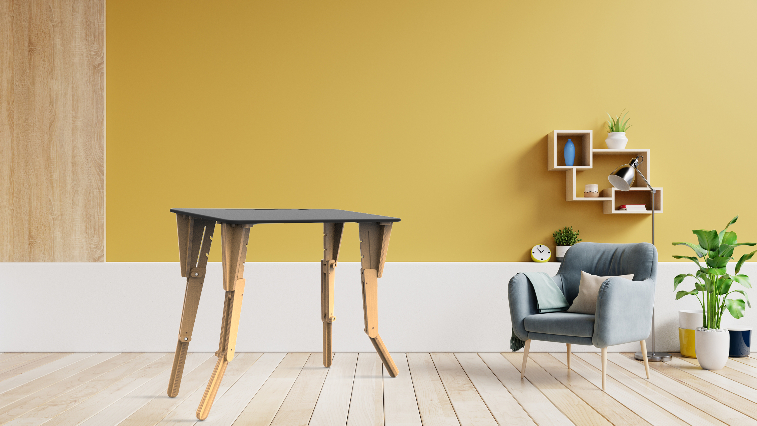 Table modulable rectangulaire pour espace de créativité et lab