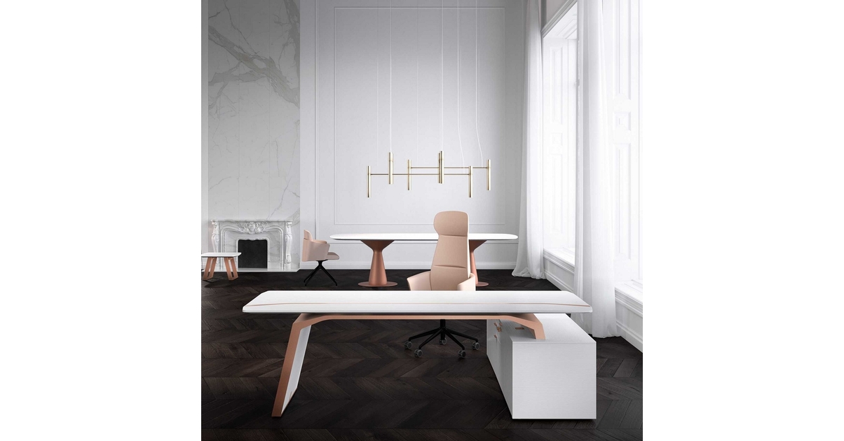 Bureau de direction bois avec retour, design élégant et raffiné