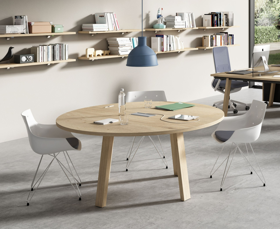 Table ronde "Farm" en bois avec top access - Tables de bureau ...