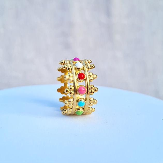 Bague Couronne multicolore - Bagues/Bagues colorées - Olympe bijoux