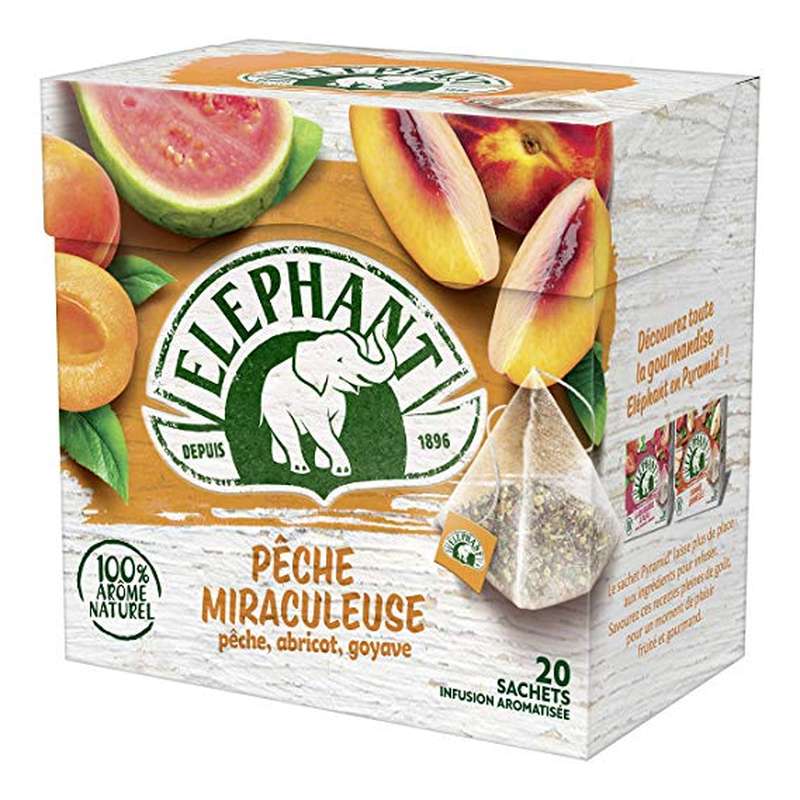 ELEPHANT - INFUSION PECHE MIRACULEUSE 20 sachets pyramide - Thé et ...
