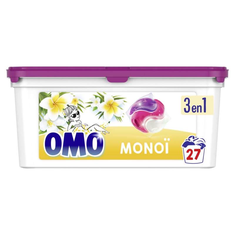 OMO - LESSIVE CAPSULES 3EN 1 MONOÏ Boite de 27 capsules - Le Linge ...