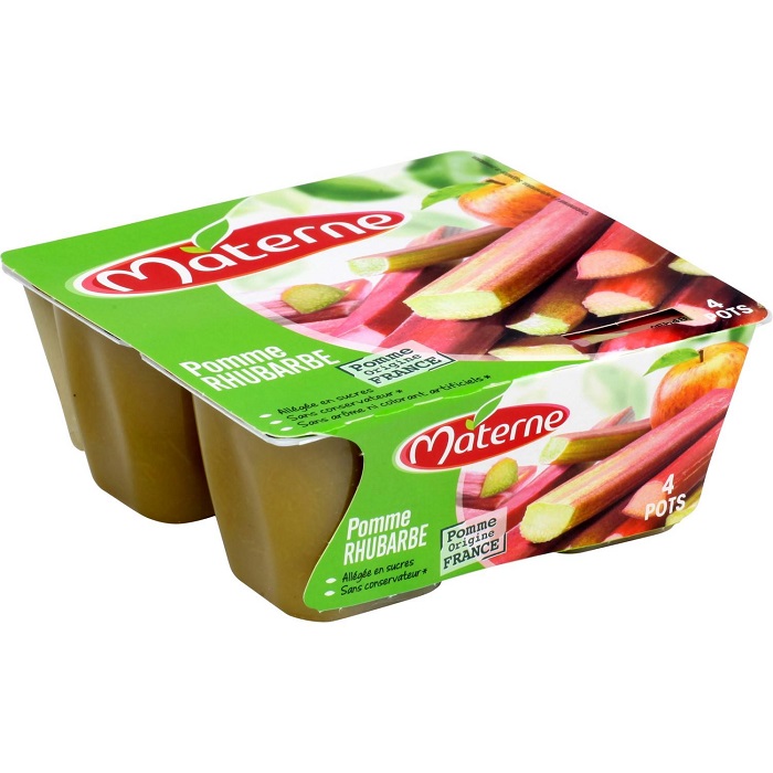 MATERNE - COMPOTE POMME RHUBARBE 4 x 100g - Compotes, Fruits au sirop ...