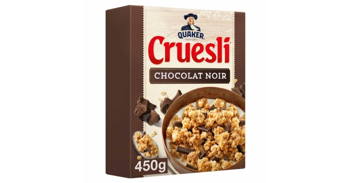 QUAKER - CRUESLI CHOCOLAT NOIR Paquet de 450g - Petit-Déjeuner/Céréales ...