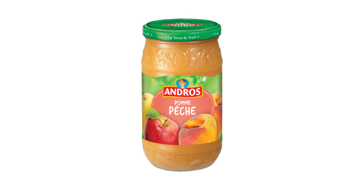 ANDROS - COMPOTE POMME PÊCHE Pot de 730g - Compotes, Fruits au sirop ...