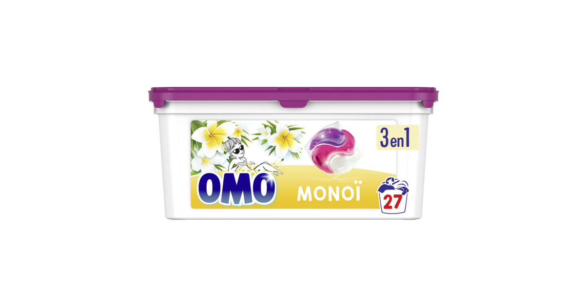 OMO - LESSIVE CAPSULES 3EN 1 MONOÏ Boite de 27 capsules - Le Linge ...