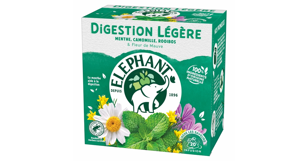 ELEPHANT - INFUSION DIGESTION LEGERE 20 sachets - Thé et Infusions Vrac ...