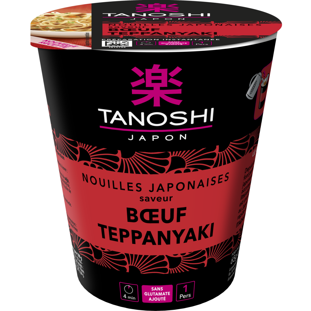 TANOSHI - NOUILLES INSTANTANEES AU BOEUF TEPPANYAKI Boite de 65g ...