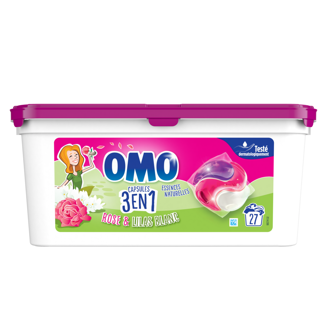 OMO - LESSIVE CAPSULES ROSE ET LILAS BLANC Boite de 27 capsules - Le ...