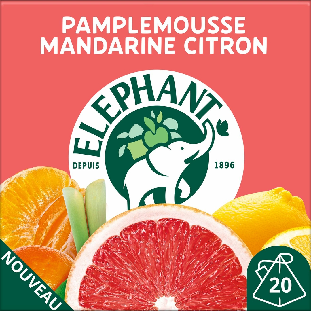 ELEPHANT - INFUSION PAMPLEMOUSSE, MANDARINE, CITRON 20 sachets - Thé et ...