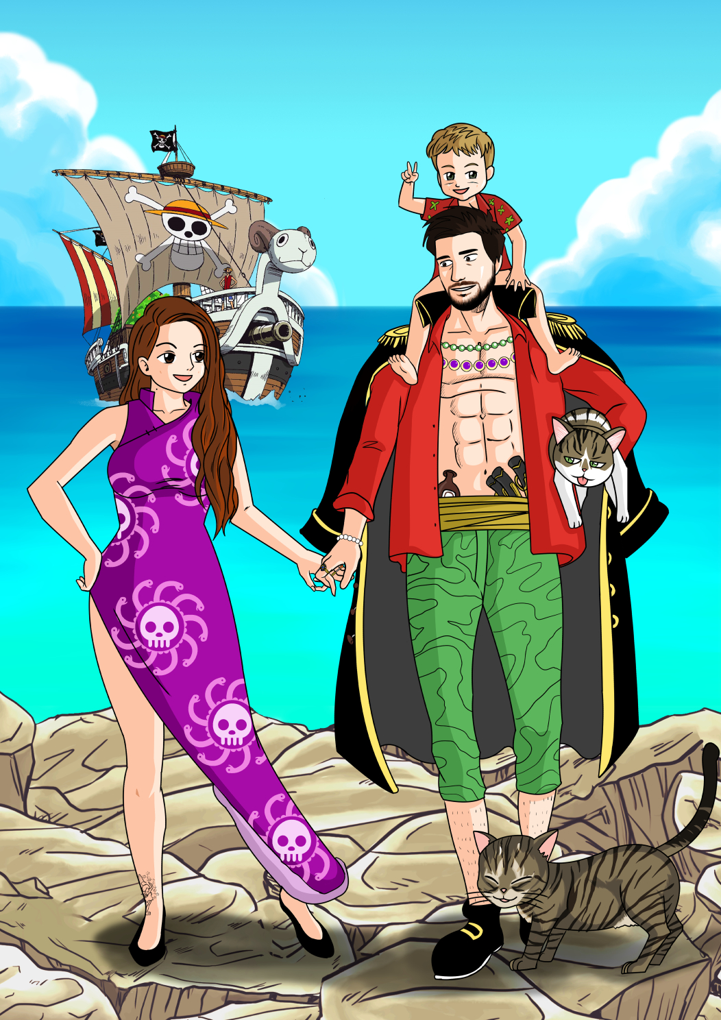 Dessin personnalisé - style One Piece - Portrait manga - Dessins ...