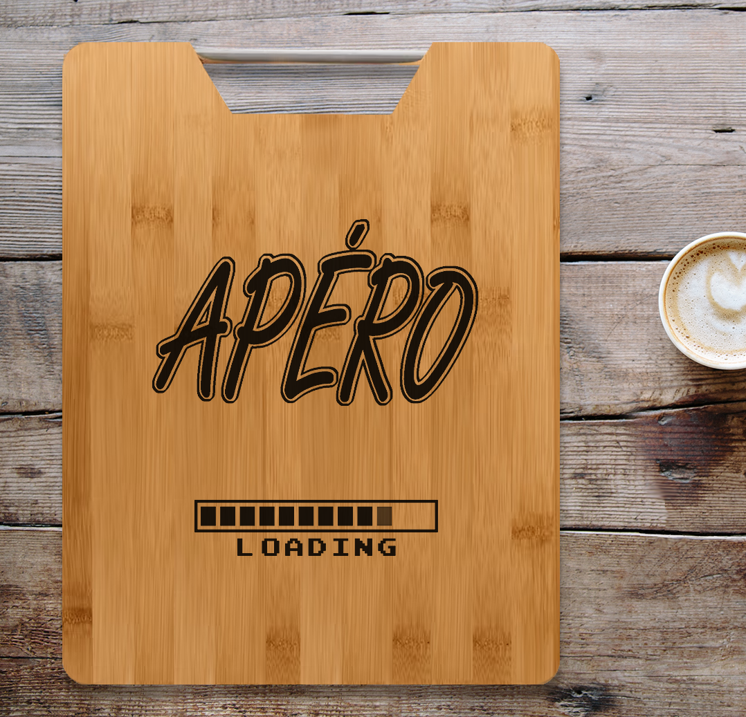 Planche apéro "Apero, loading" gravure laser - personnalisable