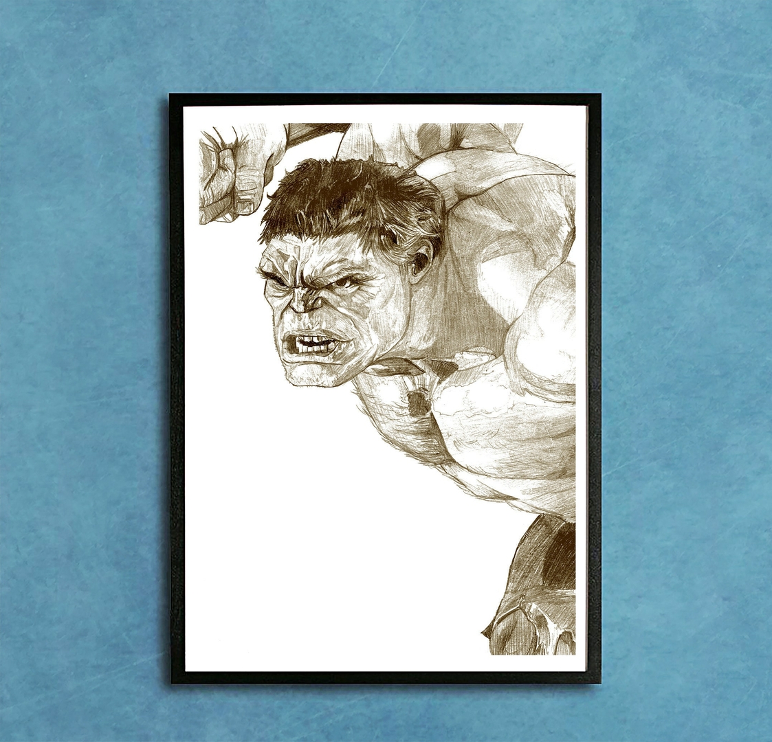 Affiche A4 - Hulk - Portrait Sépia - - les-creations-de-stef-solaris