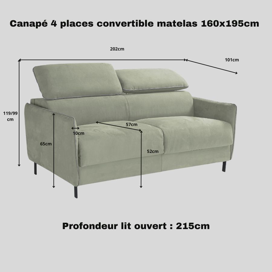 Canapé 2 places convertible STUDIO idéal pour petite surface