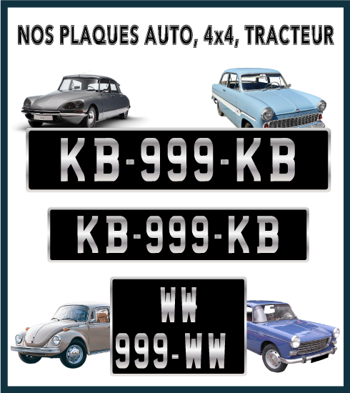 Plaques d'immatriculation collection auto, moto, cyclo