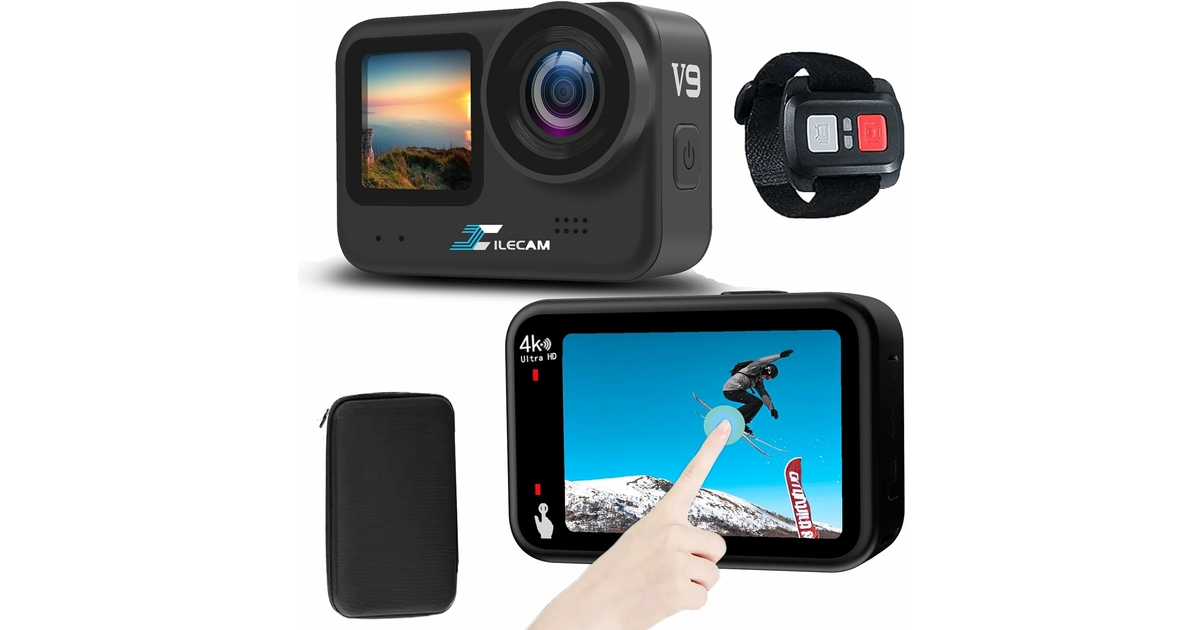 Xilecam Double Caméra Sport 4K 60fps 2.0 Pouces HD écran Tactile