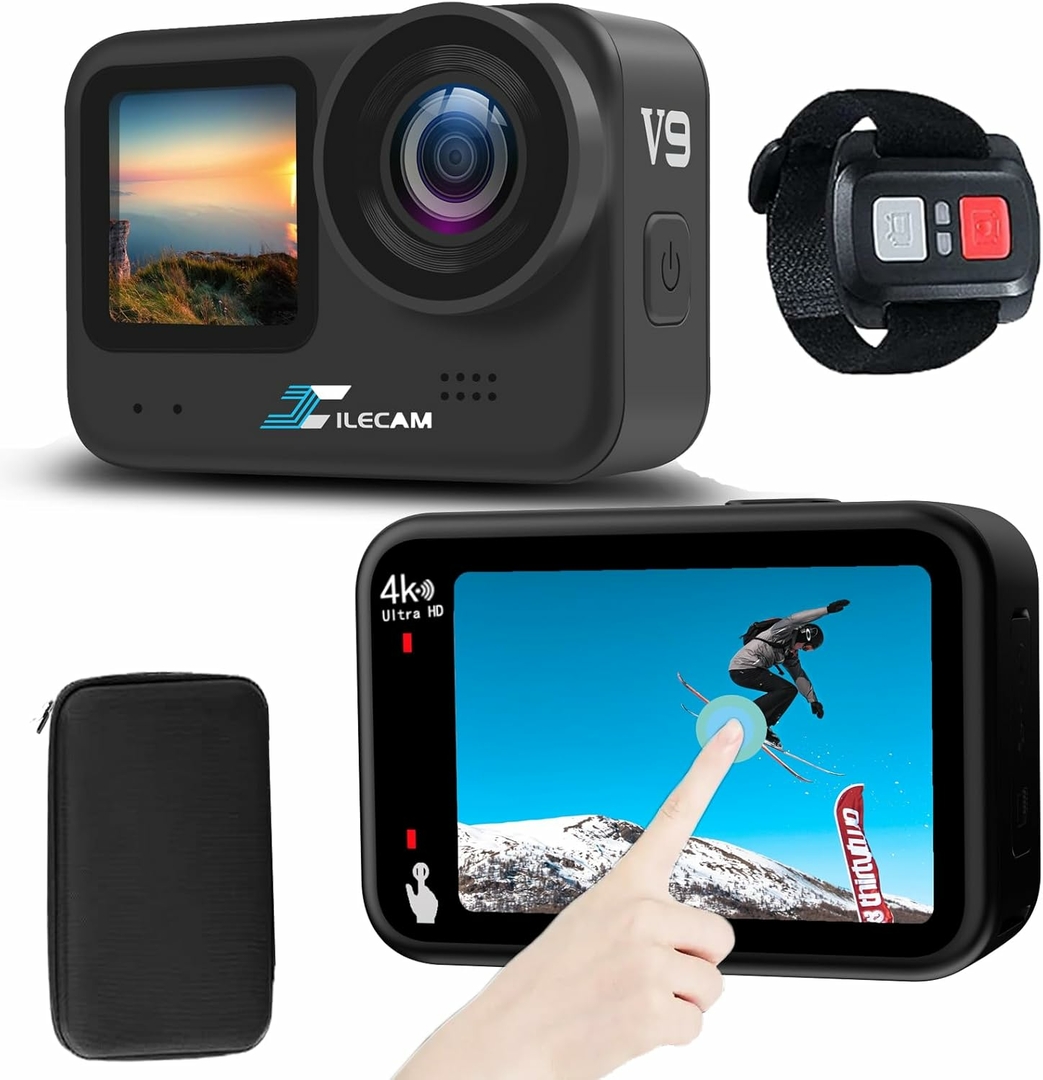 Xilecam Double Caméra Sport 4K 60fps 2.0 Pouces HD écran Tactile