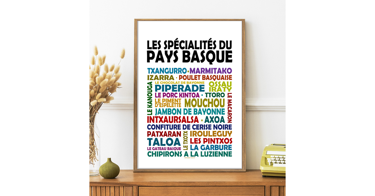 AFFICHE LES SPECIALITES BASQUES - COULEUR - TOUTES LES AFFICHES ...