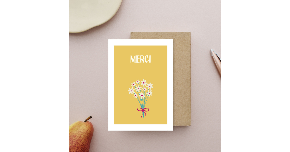 CARTE MERCI BOUQUET - TOUTES LES AFFICHES/LES CARTES - monsieurmonot