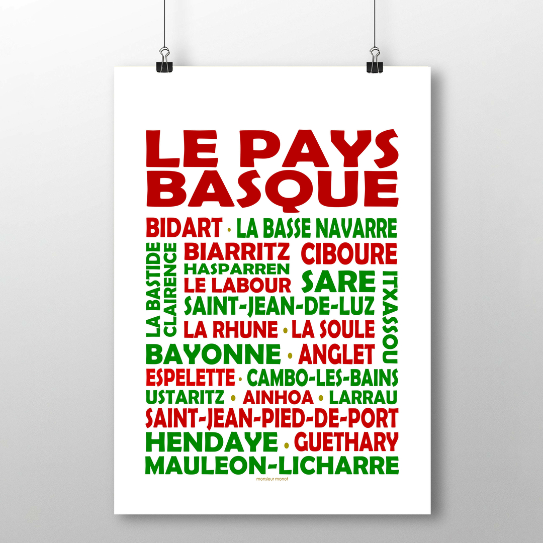 AFFICHE LE PAYS BASQUE - ROUGE et VERT - TOUTES LES AFFICHES/AFFICHES ...
