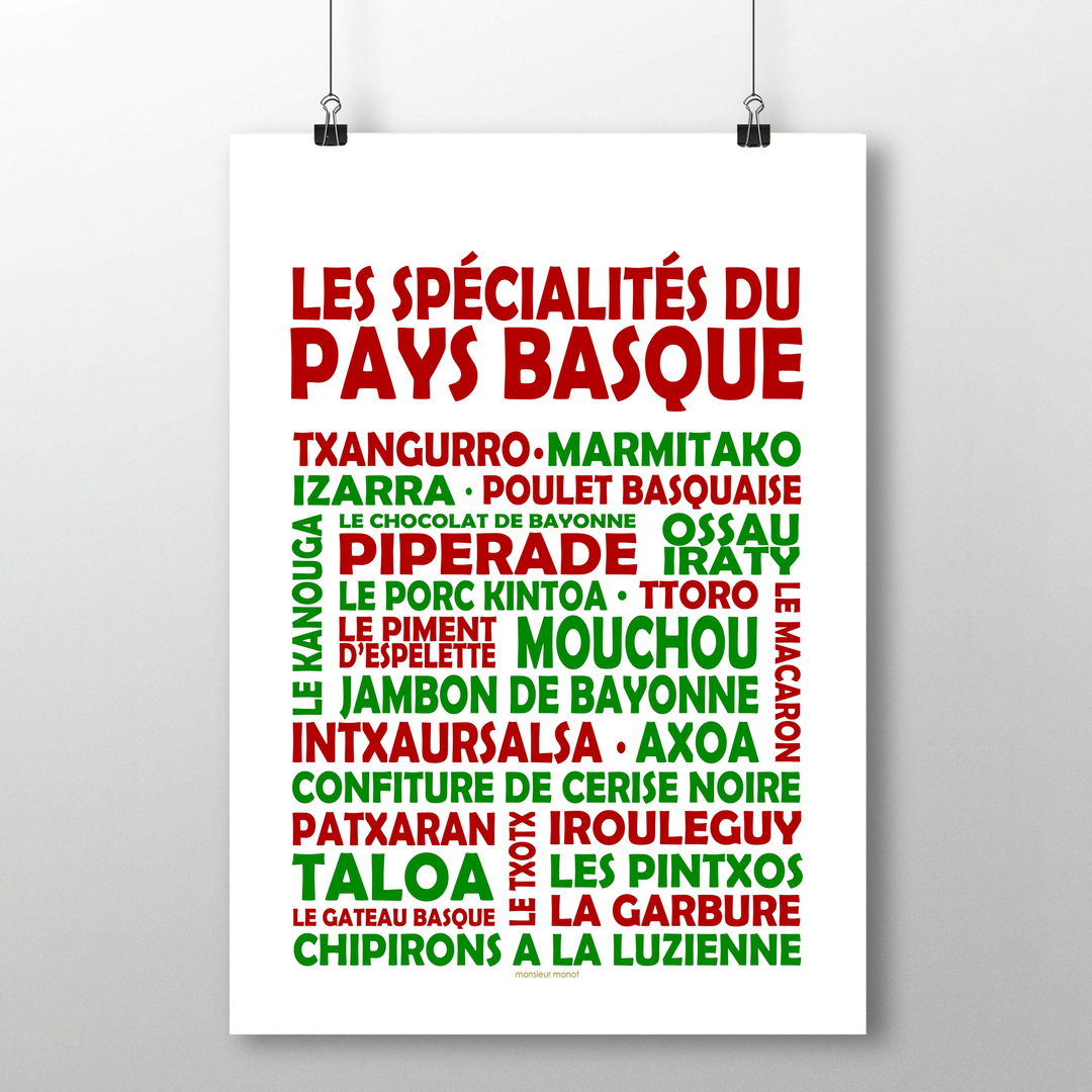 AFFICHE LES SPECIALITES BASQUES - ROUGE et VERT - TOUTES LES AFFICHES ...