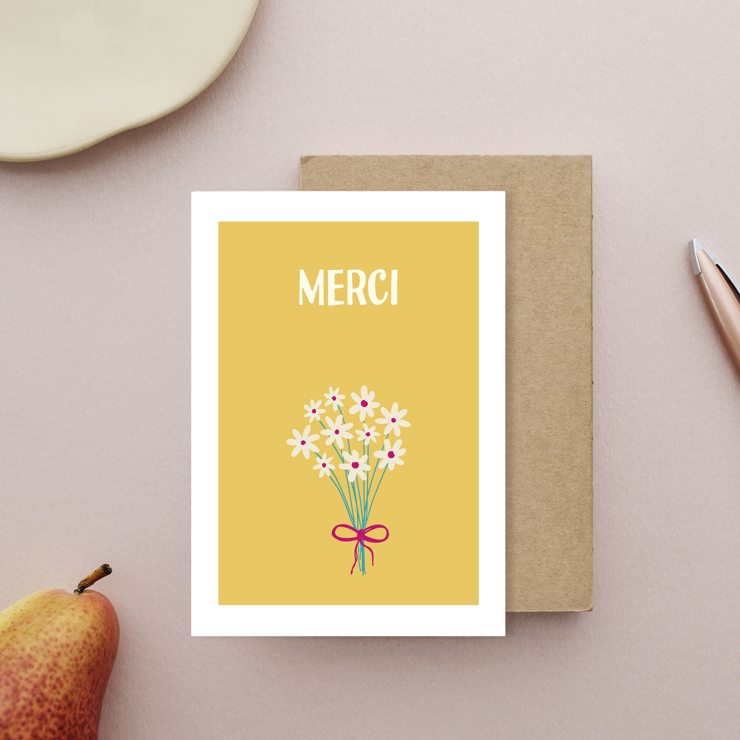 CARTE MERCI BOUQUET - TOUTES LES AFFICHES/LES CARTES - monsieurmonot