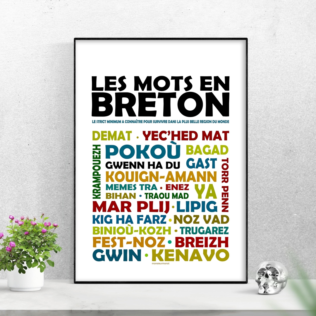 AFFICHE LES MOTS EN BRETON - COULEUR - TOUTES LES AFFICHES/AFFICHES ...
